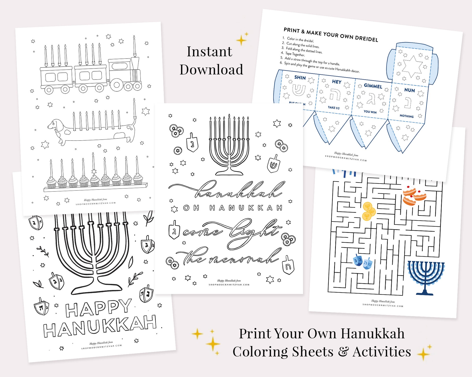 Hanukkah Coloring Sheets & Activities - Instant Download – Modern Mitzvah